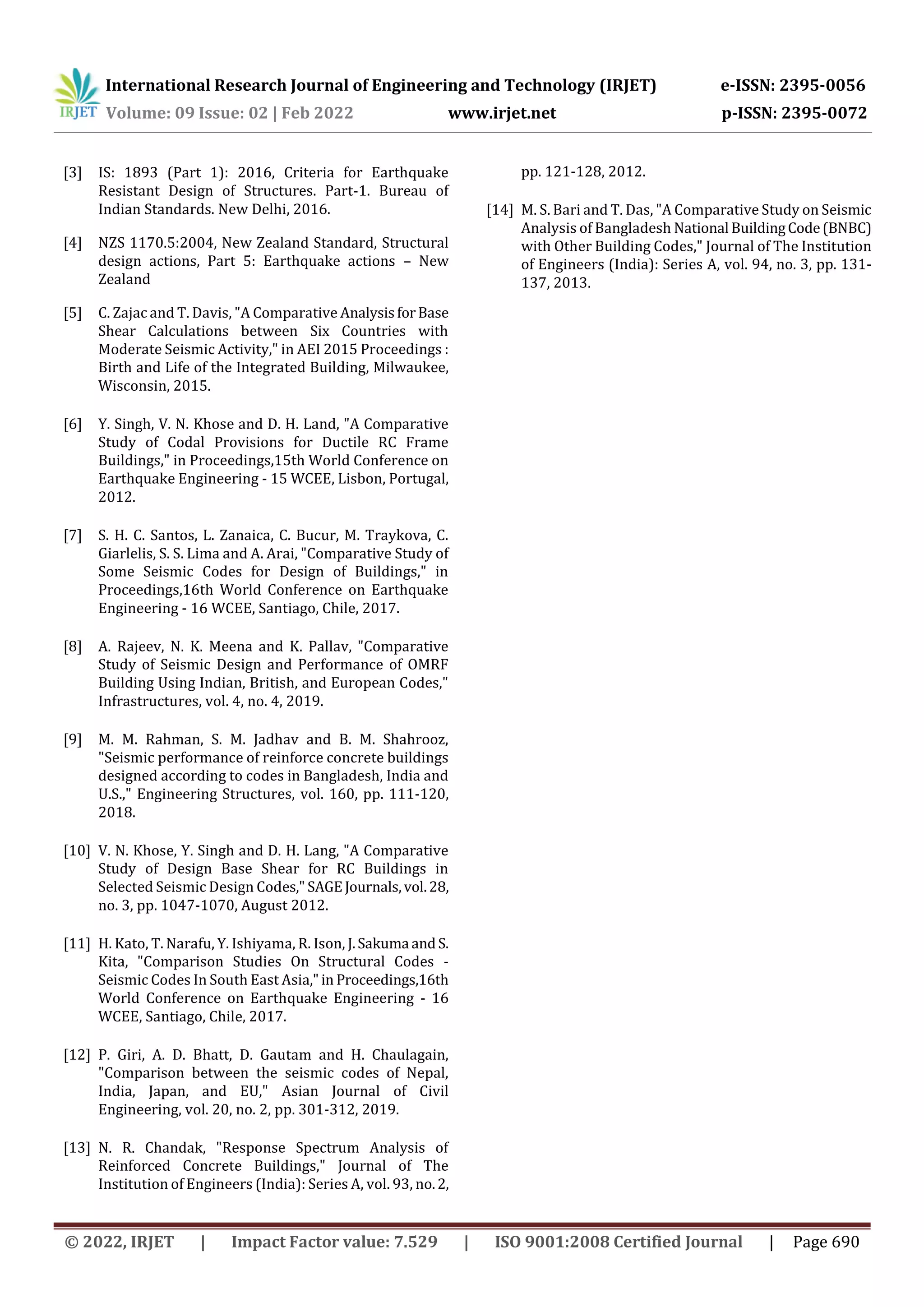 REVIEW OF VARIOUS PROVISIONS IN VARIOUS BUILDING SEISMIC DESIGN CODES | PDF
