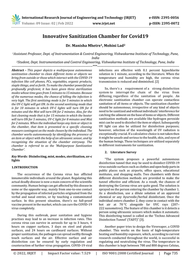 Innovative Sanitization Chamber for Covid19 | PDF