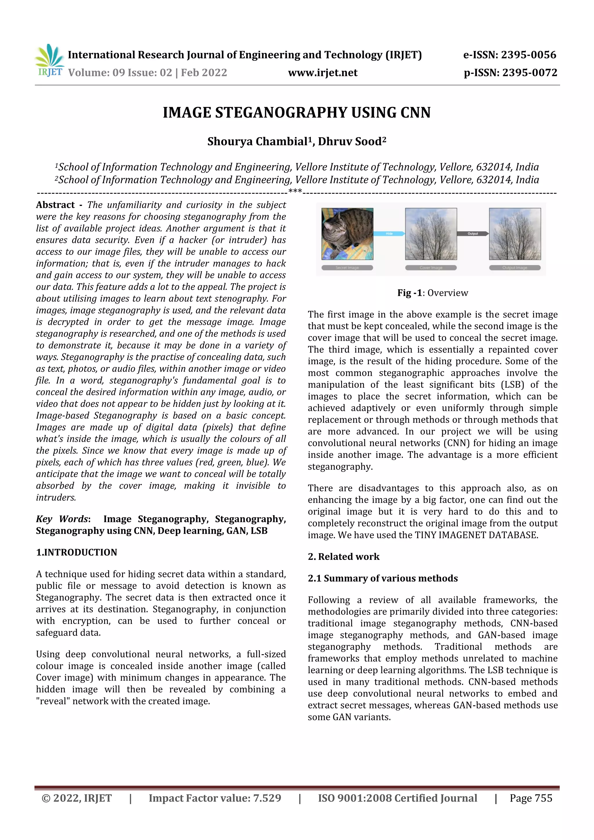 IMAGE STEGANOGRAPHY USING CNN | PDF