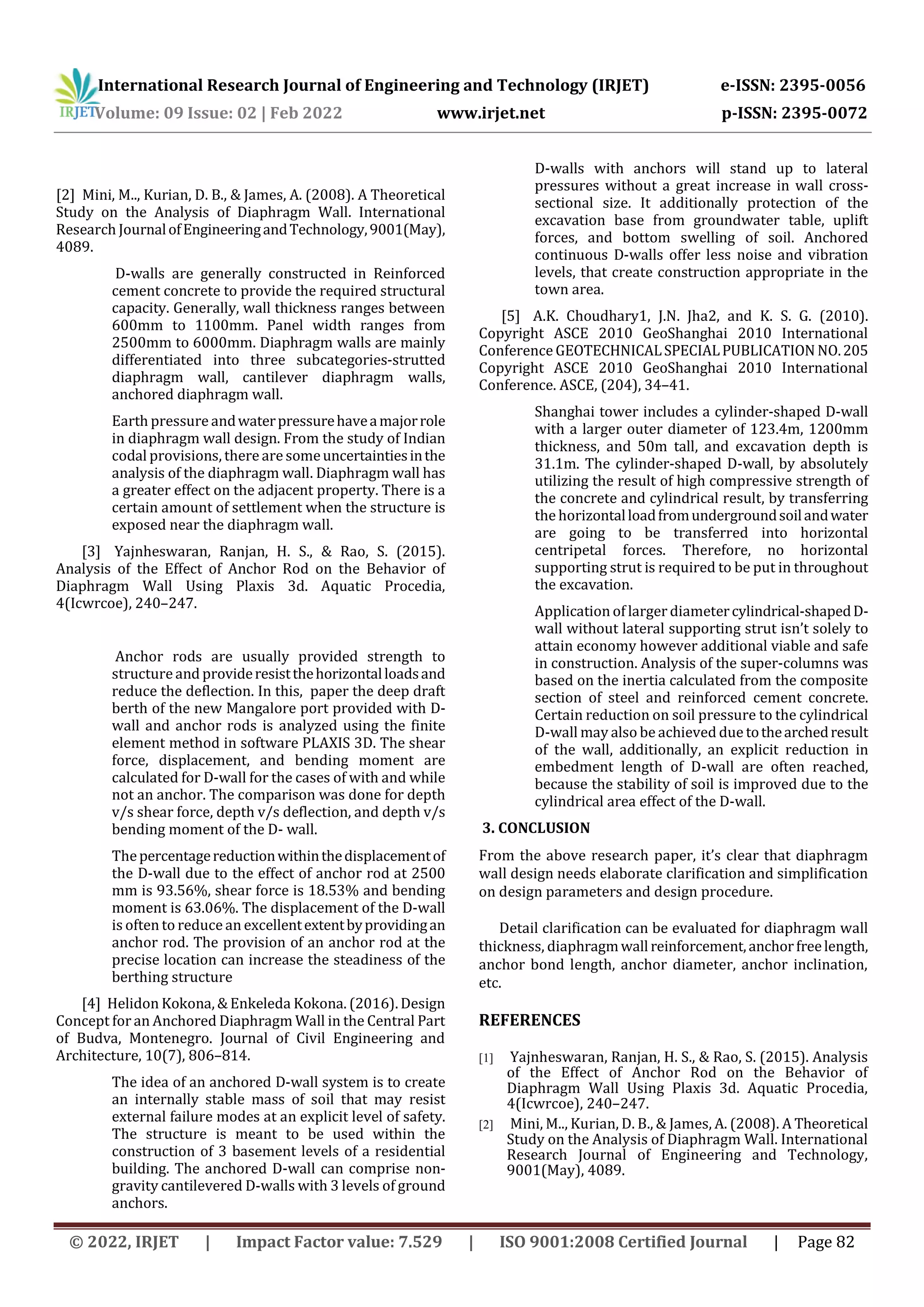 A REVIEW PAPER ON EVALUATE DESIGN PARAMETER OF DIAPHRAGM WALL FOR ...