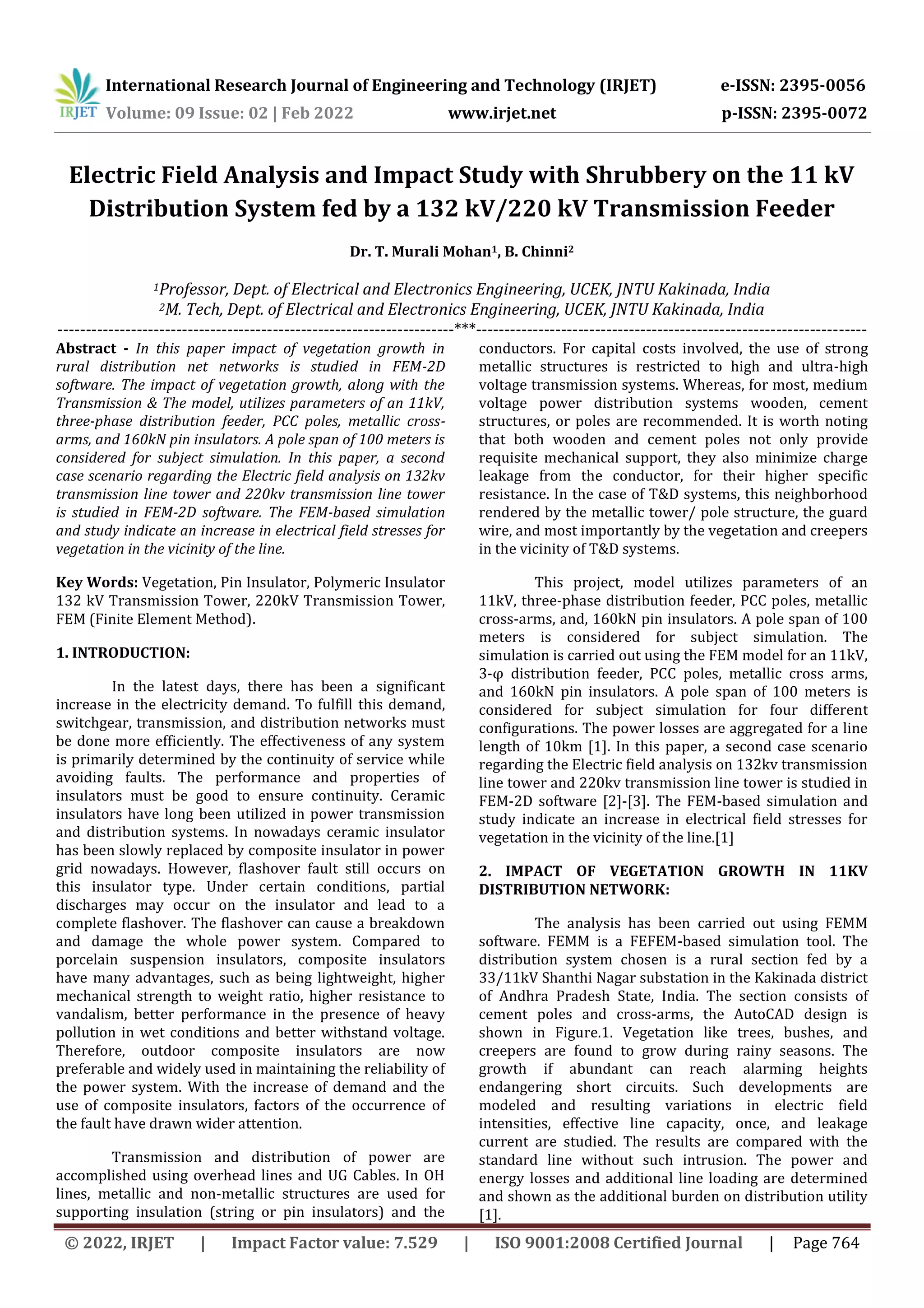 Electric Field Analysis and Impact Study with Shrubbery on the 11 kV ...