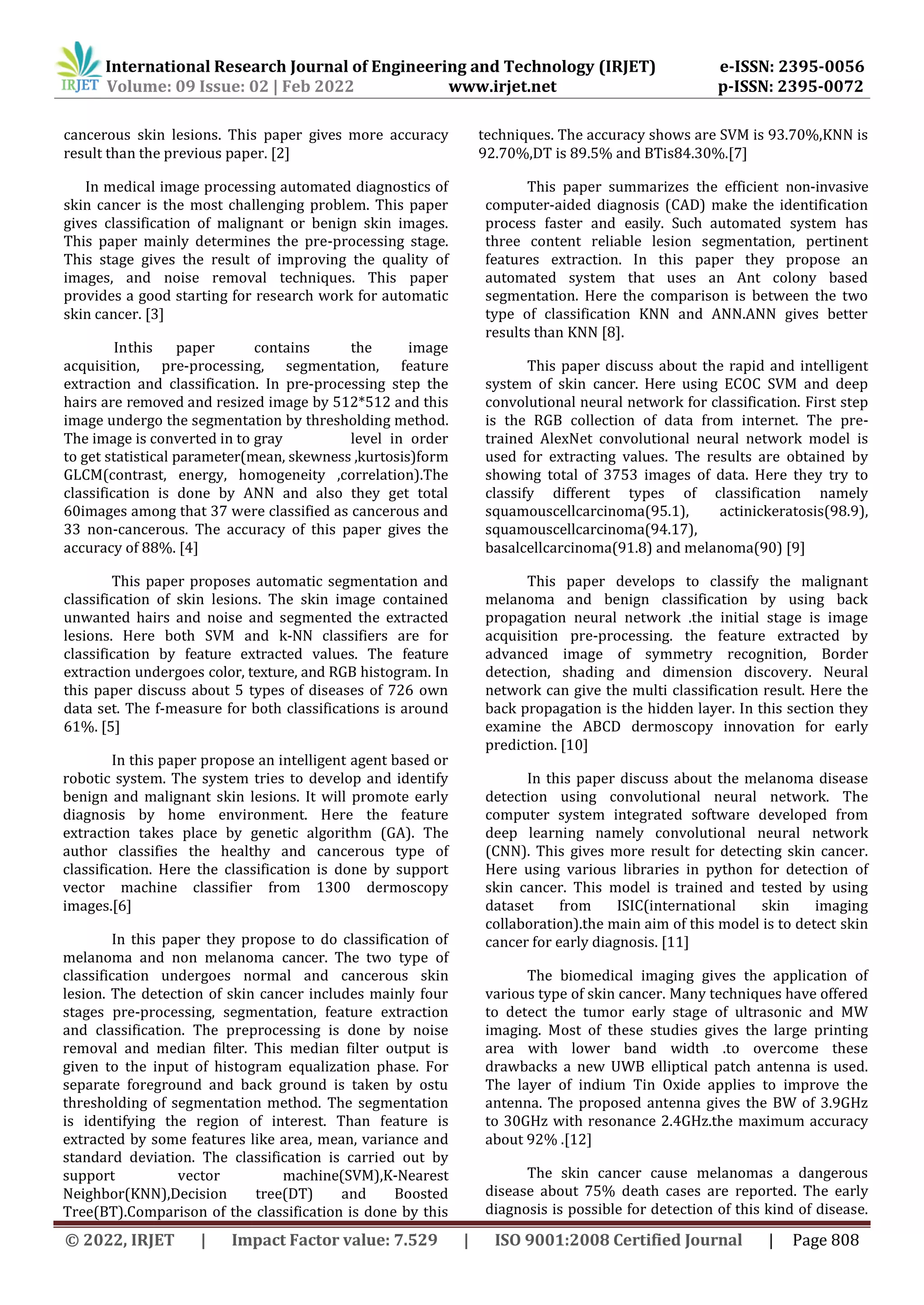 SKIN DISEASE IMAGE RECOGNITION USING DEEPLEARNING TECHNIQUES: A REVIEW | PDF