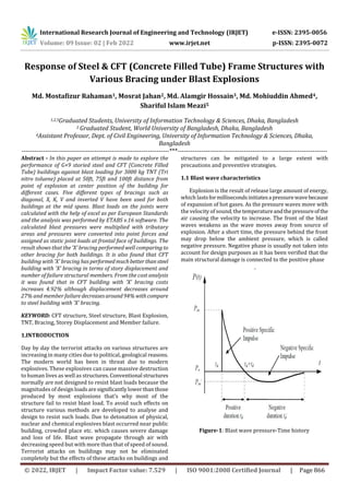 Response of Steel & CFT (Concrete Filled Tube) Frame Structures with ...