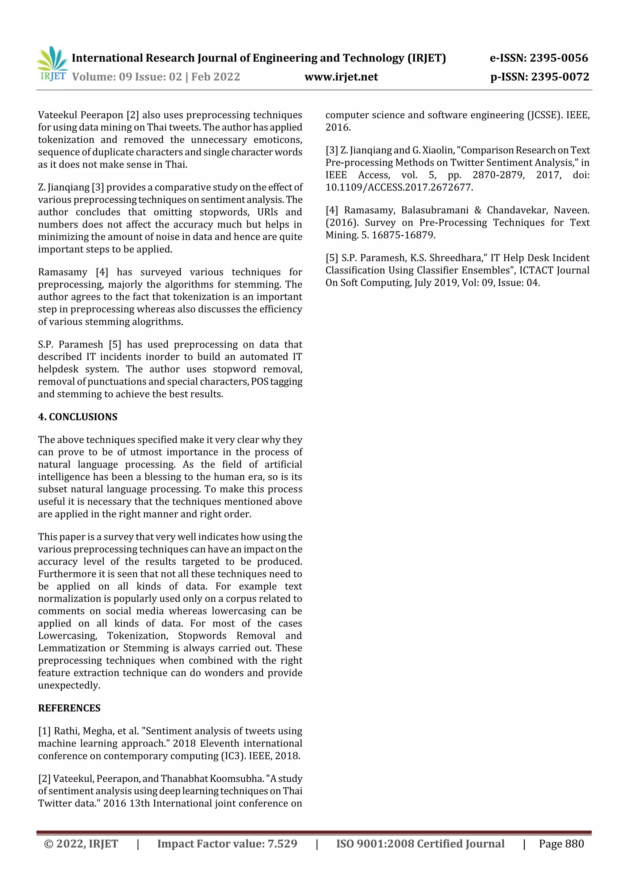 Text Pre-Processing Techniques in Natural Language Processing: A Review | PDF