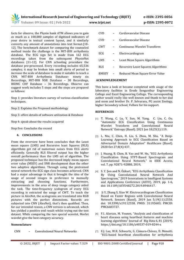 A Review On Ecg Signal Classification Of Scalogram Snap Shots The Use Of Convolutional Neural