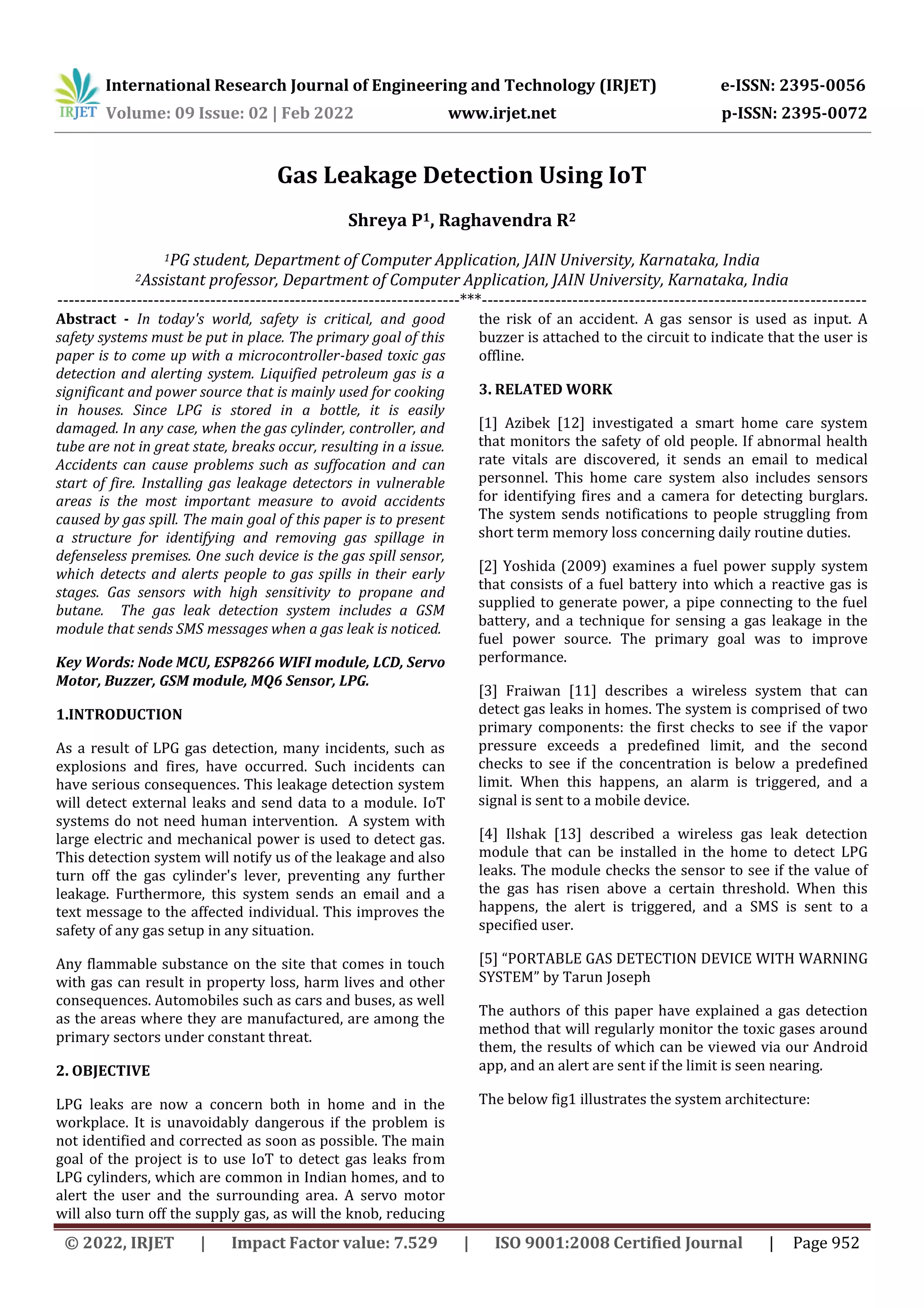Gas Leakage Detection Using Iot Pdf