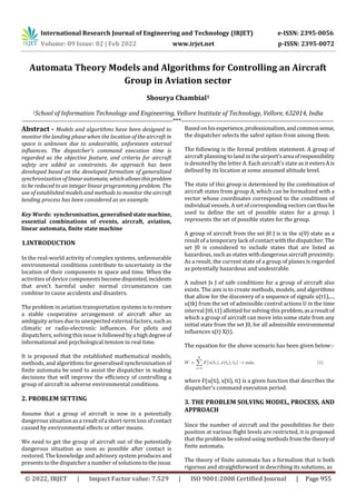 Automata Theory Models and Algorithms for Controlling an Aircraft Group ...