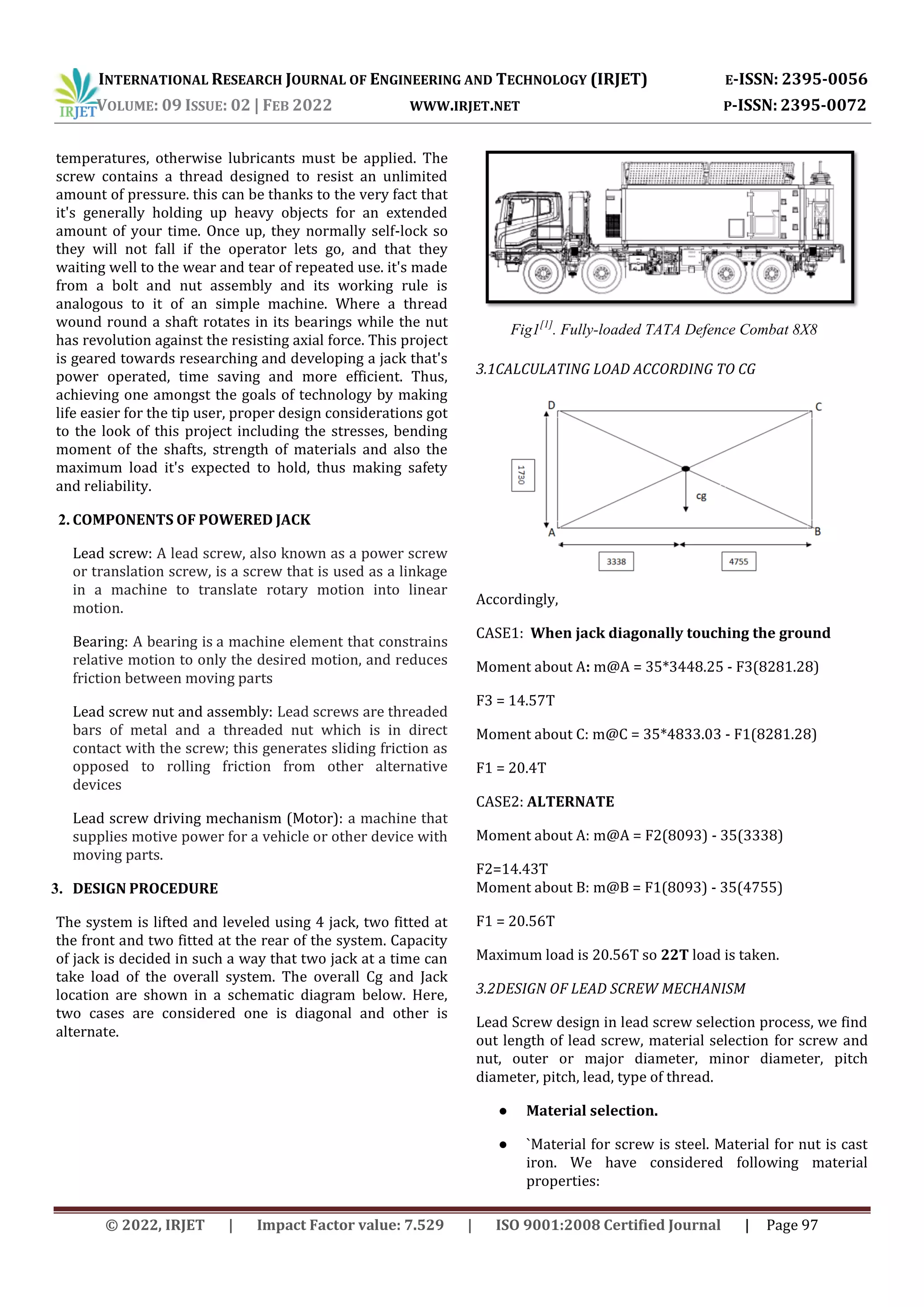 DESIGN AND DEVELOPMENT OF ELECTRO-MECHANICAL LIFTING JACK | PDF