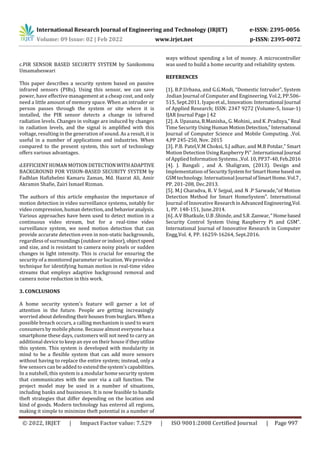 Motion Detection System for Security Using IoT- Survey | PDF