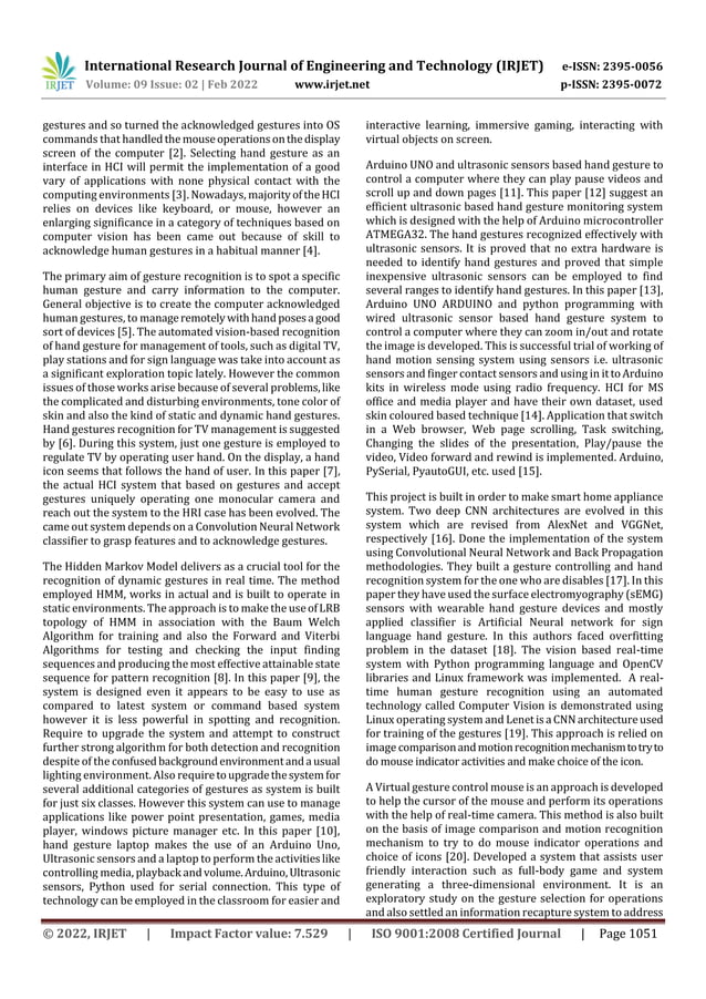 A Survey Paper on Controlling Computer using Hand Gestures | PDF