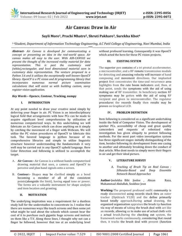 Air Canvas: Draw in Air | PDF | Computer Animation | Computer Software ...