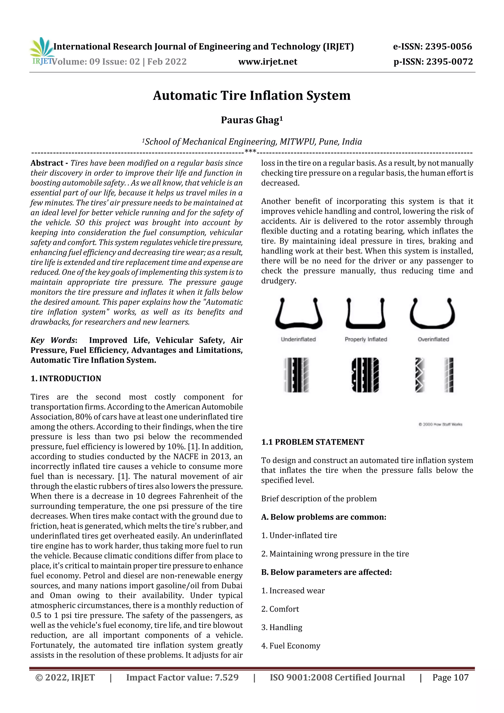 Automatic Tire Inflation System | PDF