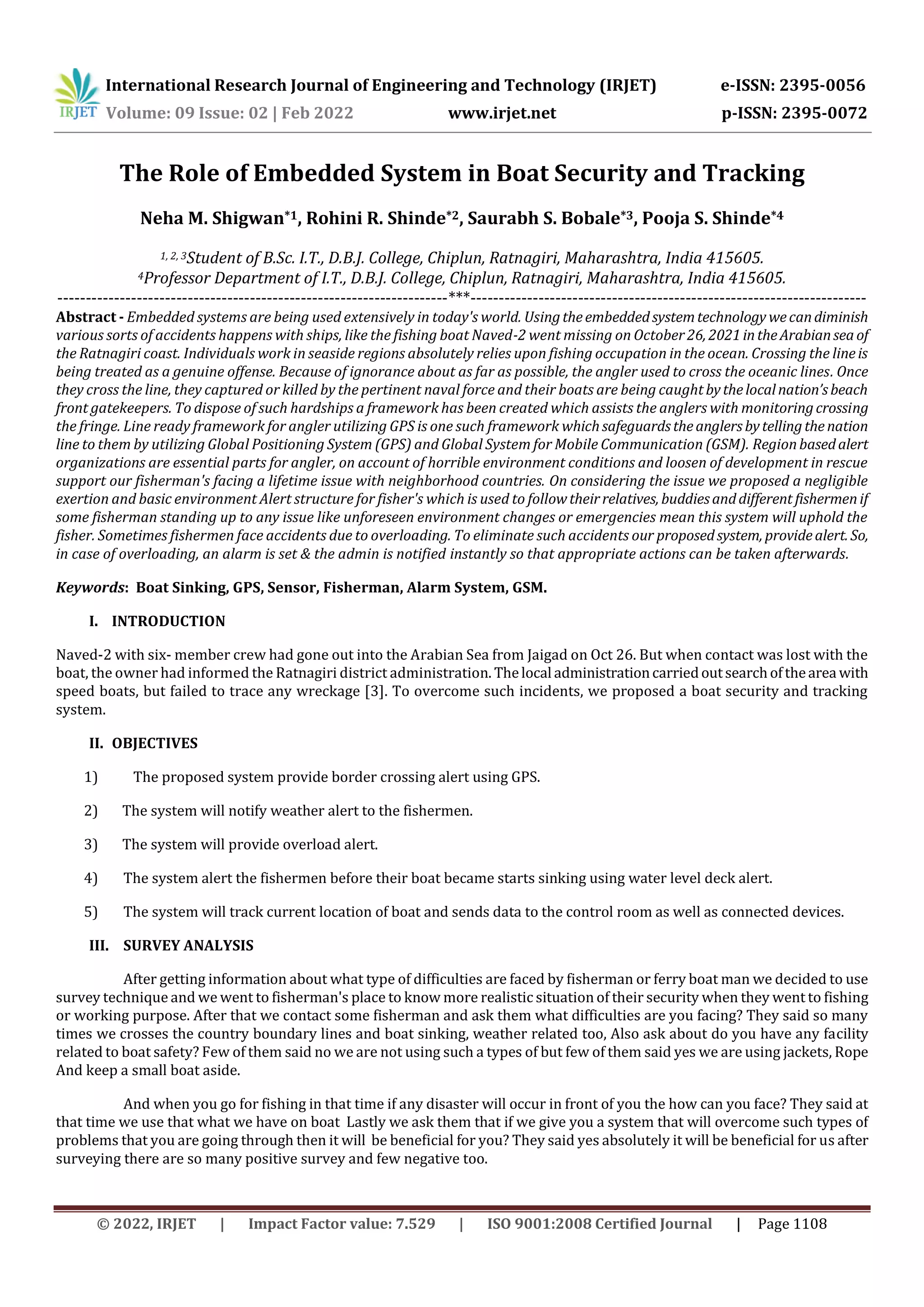 The Role of Embedded System in Boat Security and Tracking | PDF | Sailing | Sports