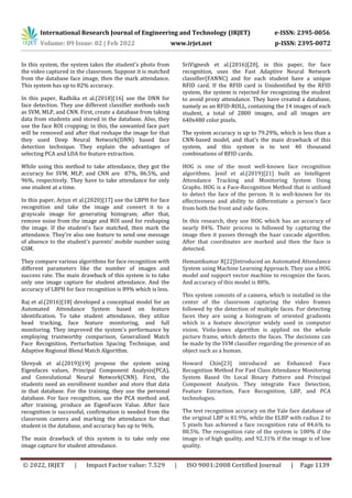 Face Recognition Smart Attendance System- A Survey | PDF