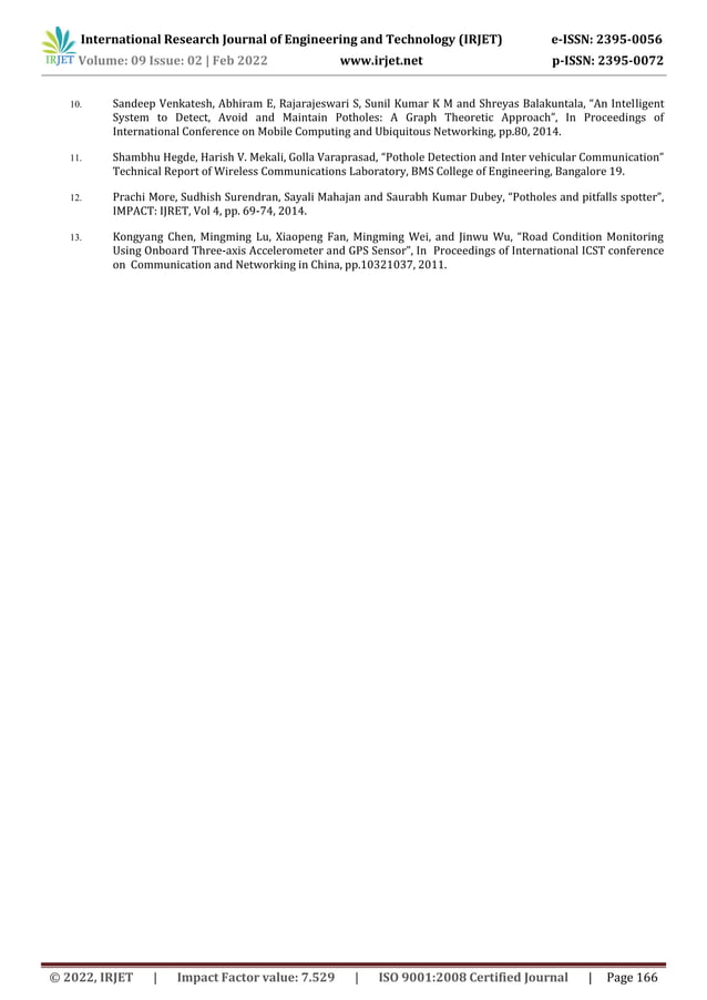 SURVEY ON ARTIFICIAL INTELLIGENCE POWERED POTHOLE DETECTION, REPORTING ...