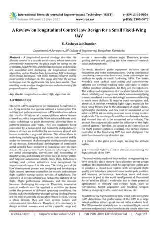 A Review on Longitudinal Control Law Design for a Small Fixed-Wing UAV | PDF