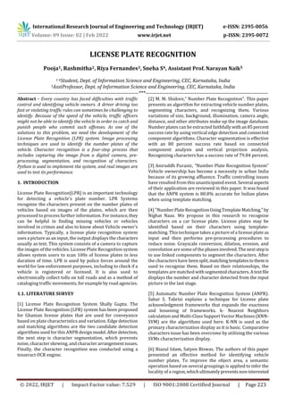 LICENSE PLATE RECOGNITION | PDF