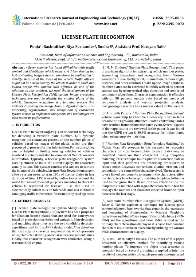 LICENSE PLATE RECOGNITION | PDF