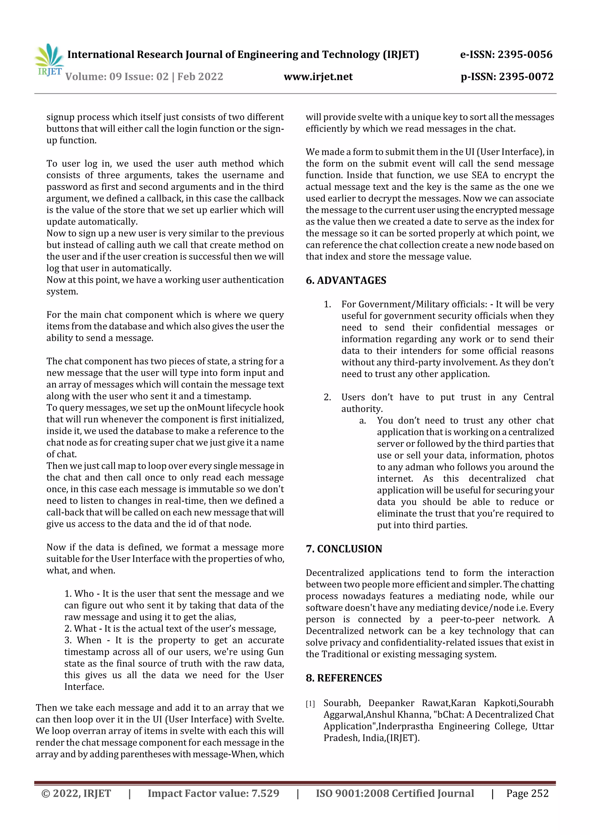 DECENTRALISED CHAT APPLICATION | PDF