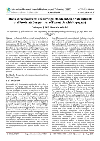 Effects of Pretreatments and Drying Methods on Some Anti-nutrients and Proximate Composition of ...