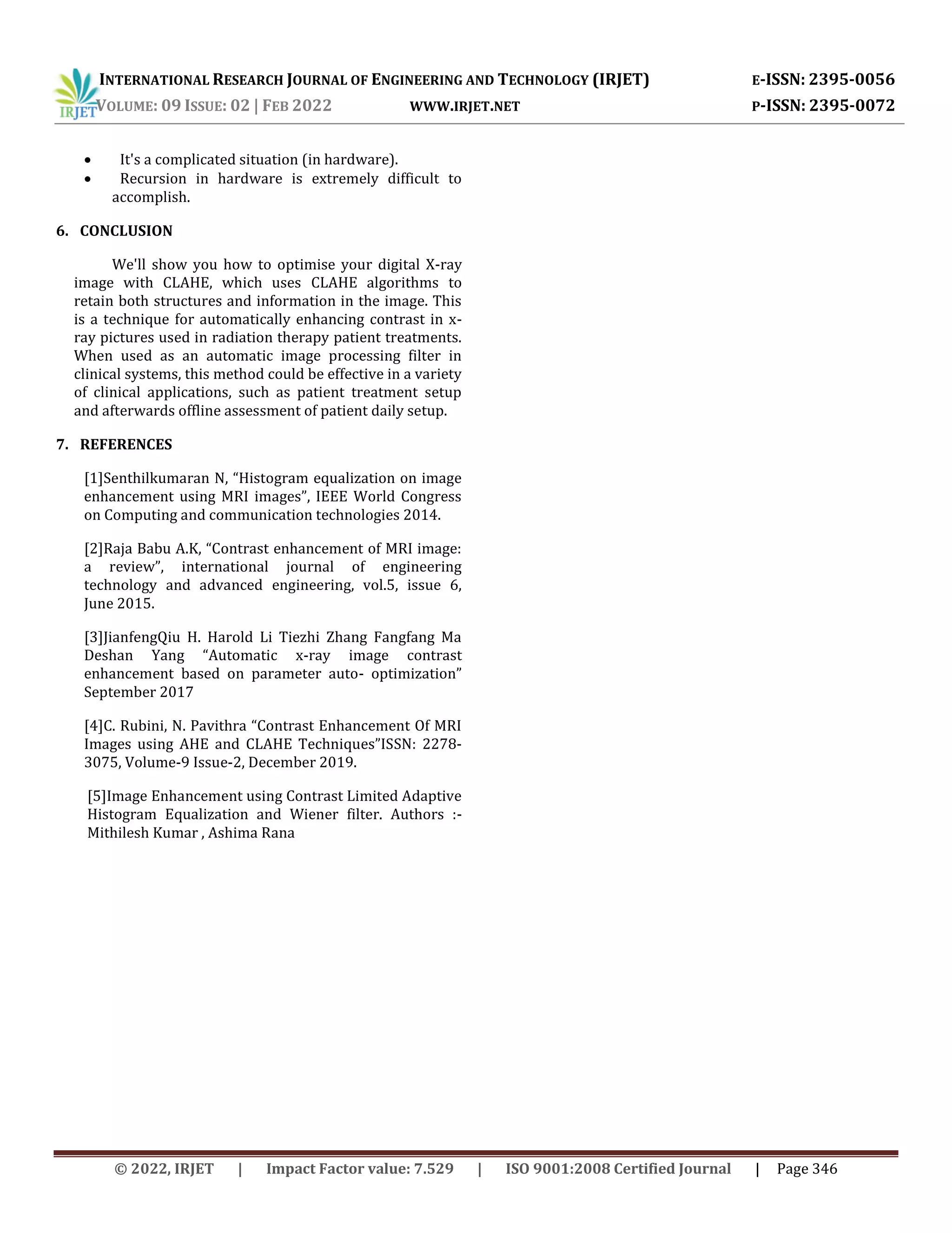 X-Ray Image Enhancement using CLAHE Method | PDF