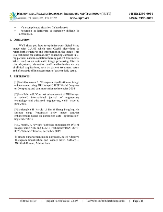X-Ray Image Enhancement using CLAHE Method | PDF