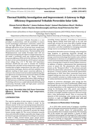 Thermal Stability Investigation and Improvement: A Gateway to High ...