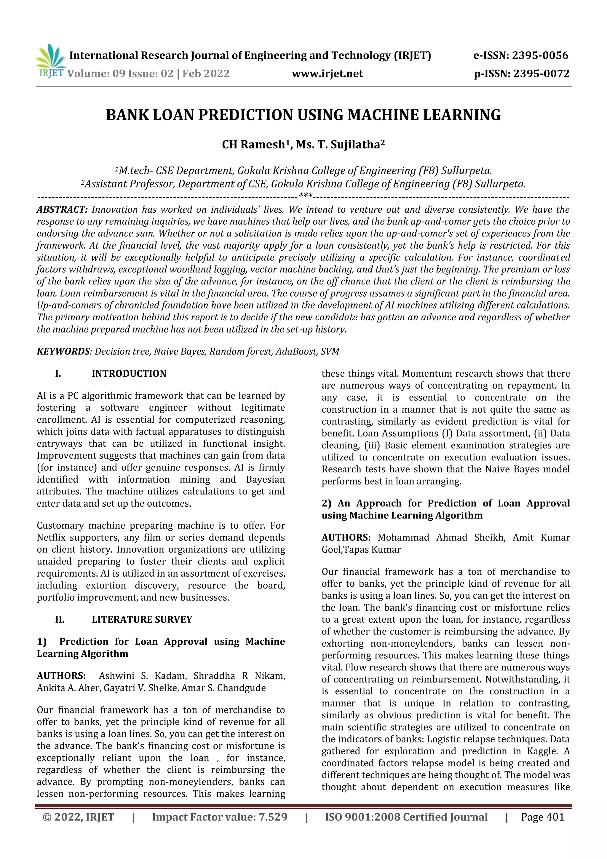 BANK LOAN PREDICTION USING MACHINE LEARNING | PDF
