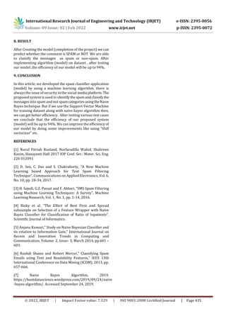 Implementation of Spam Classifier using Naïve Bayes Algorithm | PDF | Email | Internet