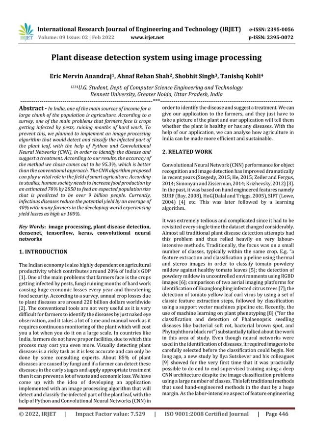 Plant disease detection system using image processing | PDF