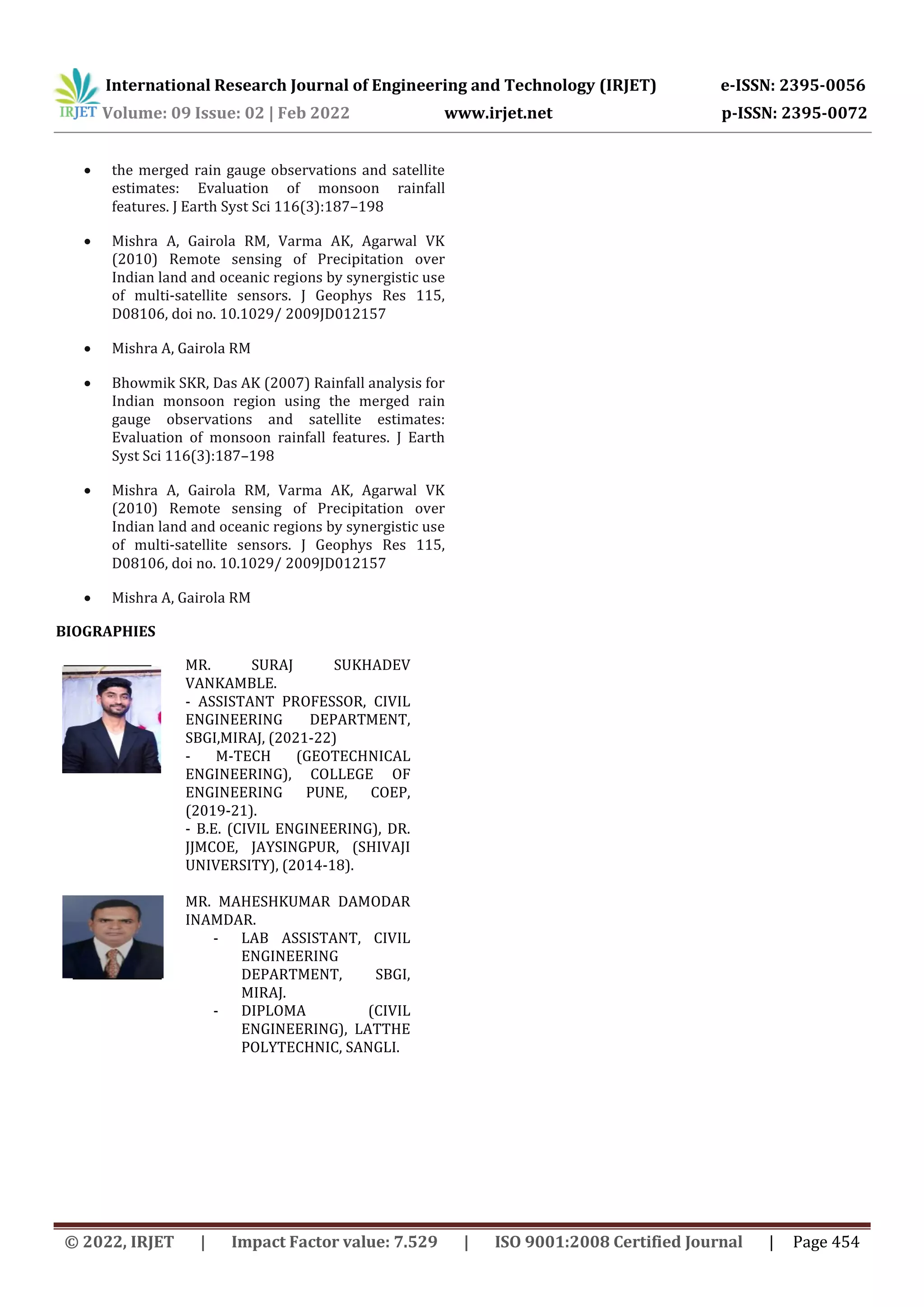 Estimation of Average Rainfall Depth using “SSV’s Depth Leveling Method ...