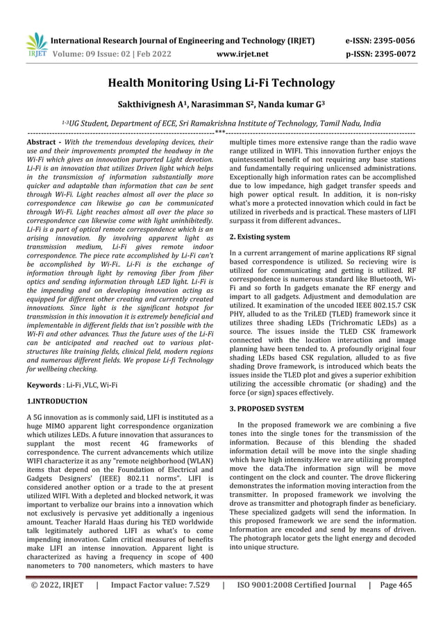 Health Monitoring Using Li-Fi Technology | PDF