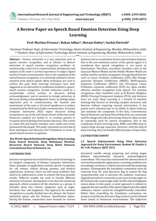 A Review Paper on Speech Based Emotion Detection Using Deep Learning | PDF