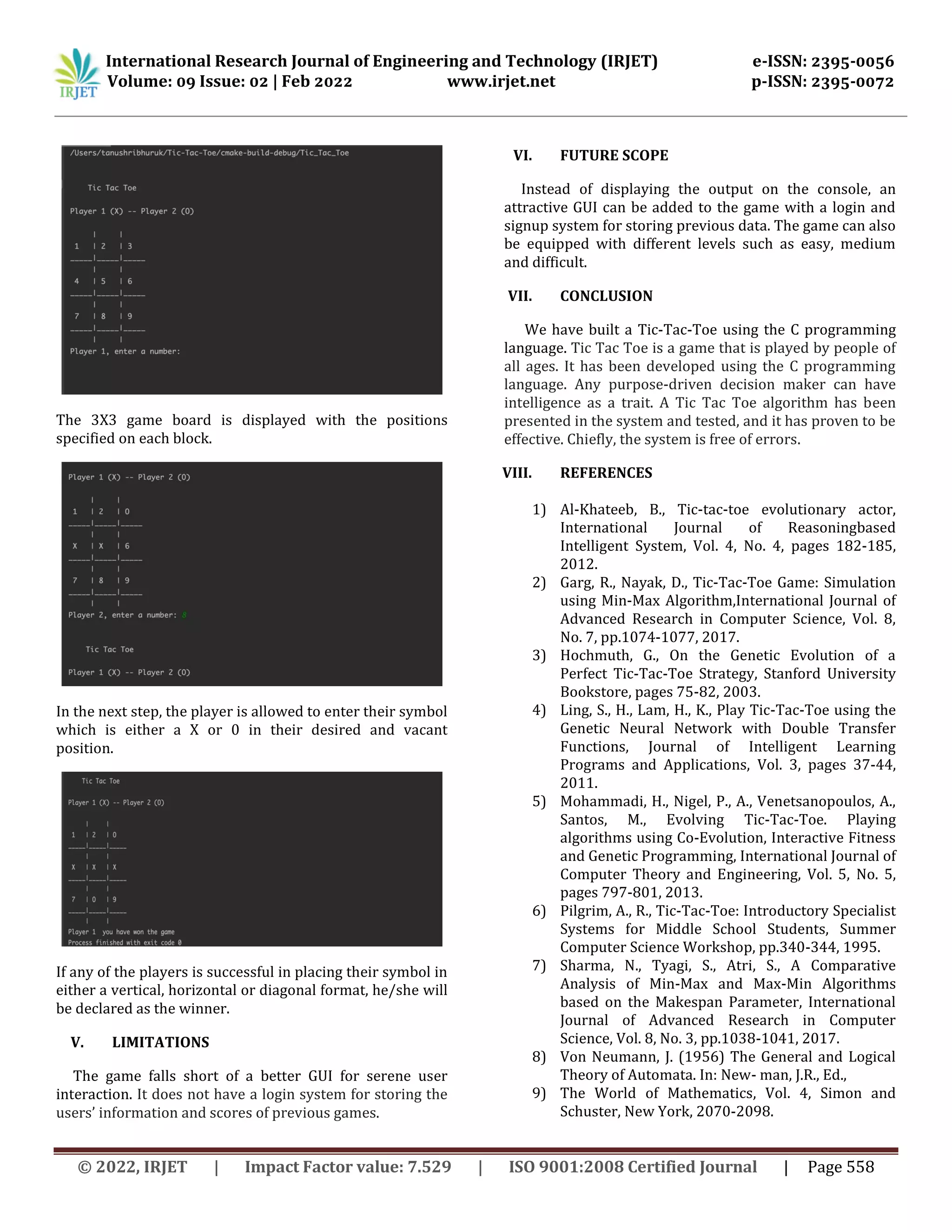 TIC-TAC-TOE IN C | PDF