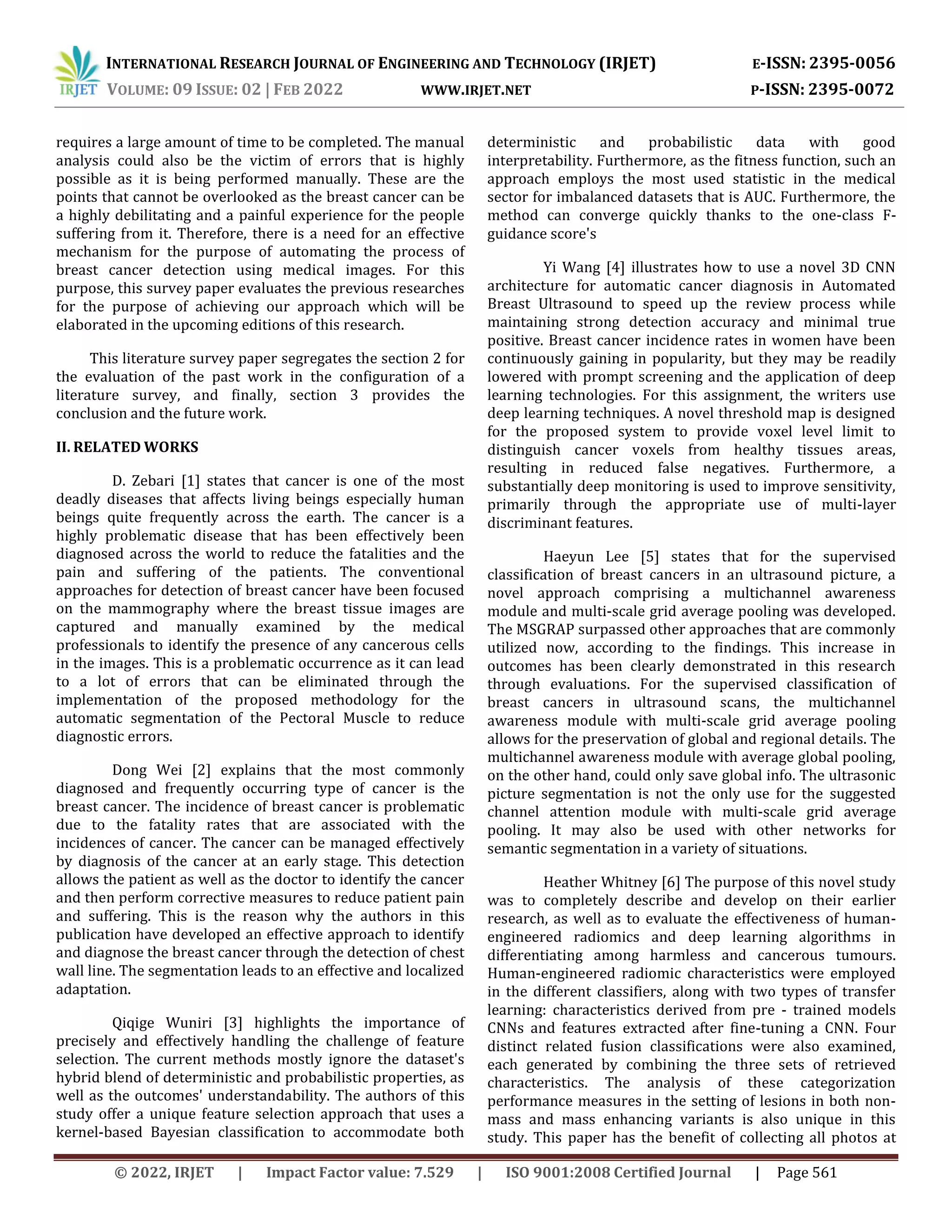 Breast Cancer Detection through Deep Learning: A Review | PDF