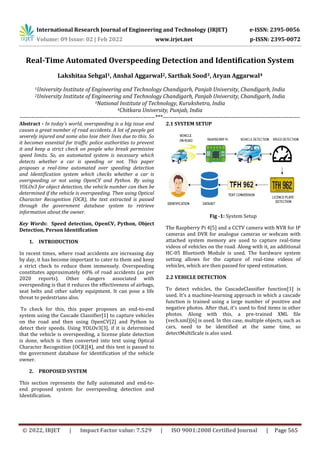 Real-Time Automated Overspeeding Detection and Identification System | PDF