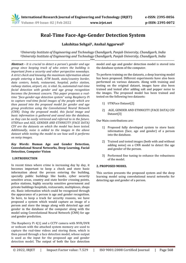 Real-Time Face-Age-Gender Detection System | PDF