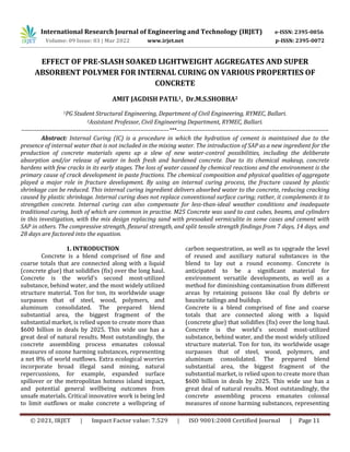 EFFECT OF PRE-SLASH SOAKED LIGHTWEIGHT AGGREGATES AND SUPER ABSORBENT ...