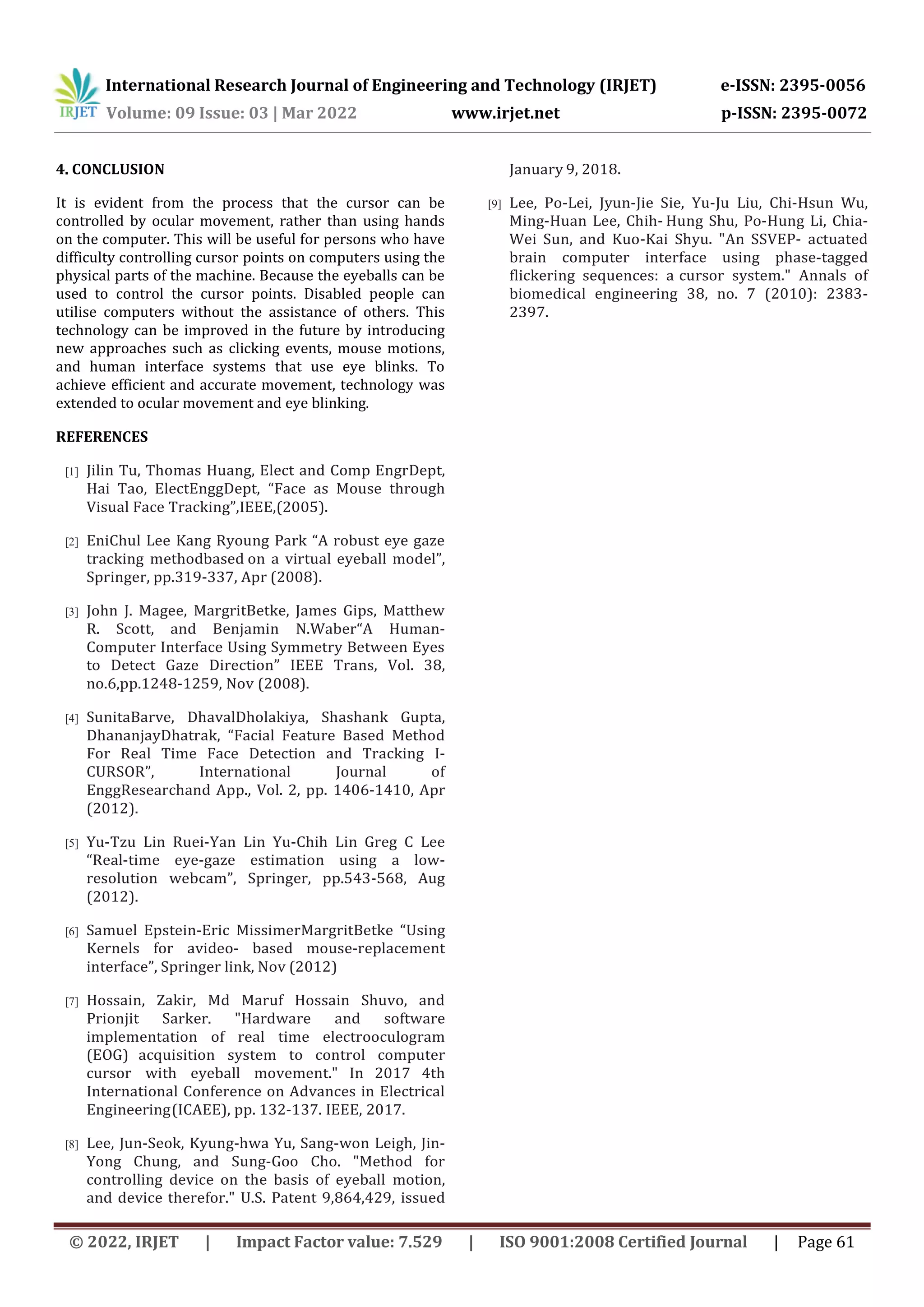 Cursor Movement with Eyeball | PDF