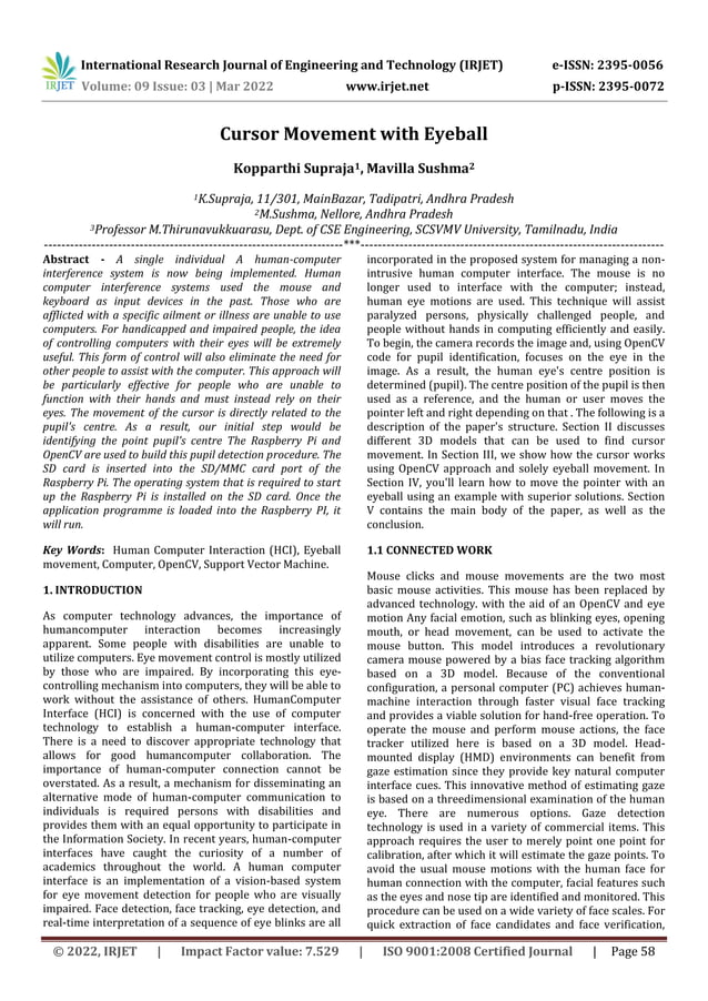 Cursor Movement with Eyeball | PDF
