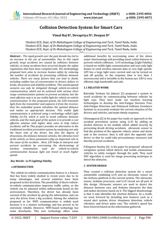 Collision Detection System for Smart Cars | PDF