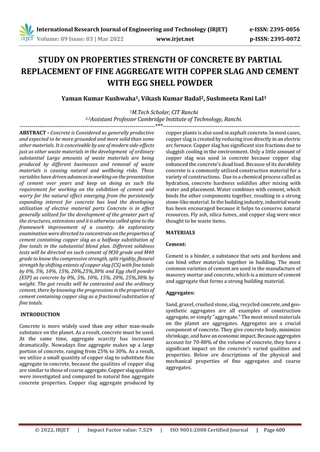 STUDY ON PROPERTIES STRENGTH OF CONCRETE BY PARTIAL REPLACEMENT OF FINE ...