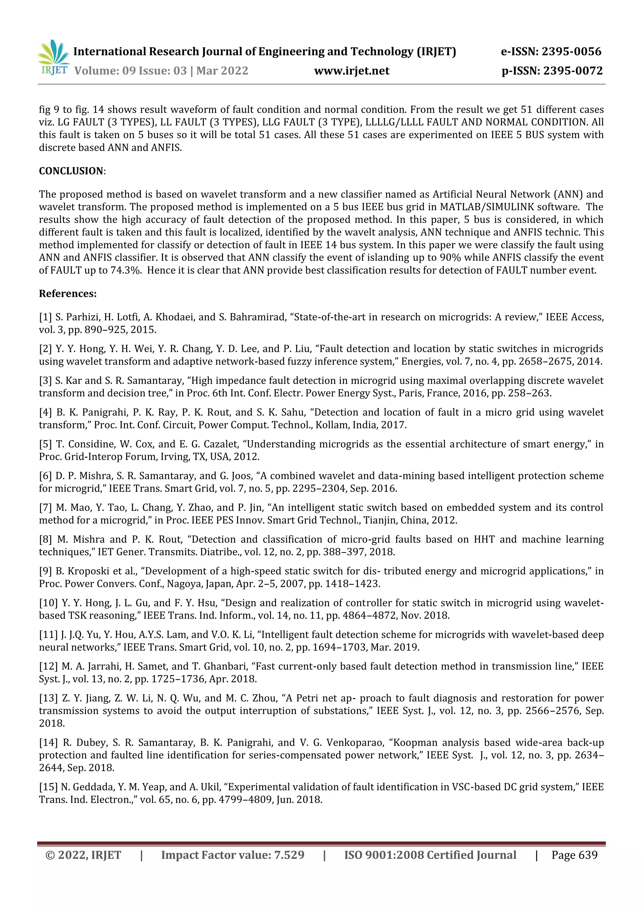 FAULT DETECTION SCHEME OF 5 BUS BY ANN AND ANFIS | PDF