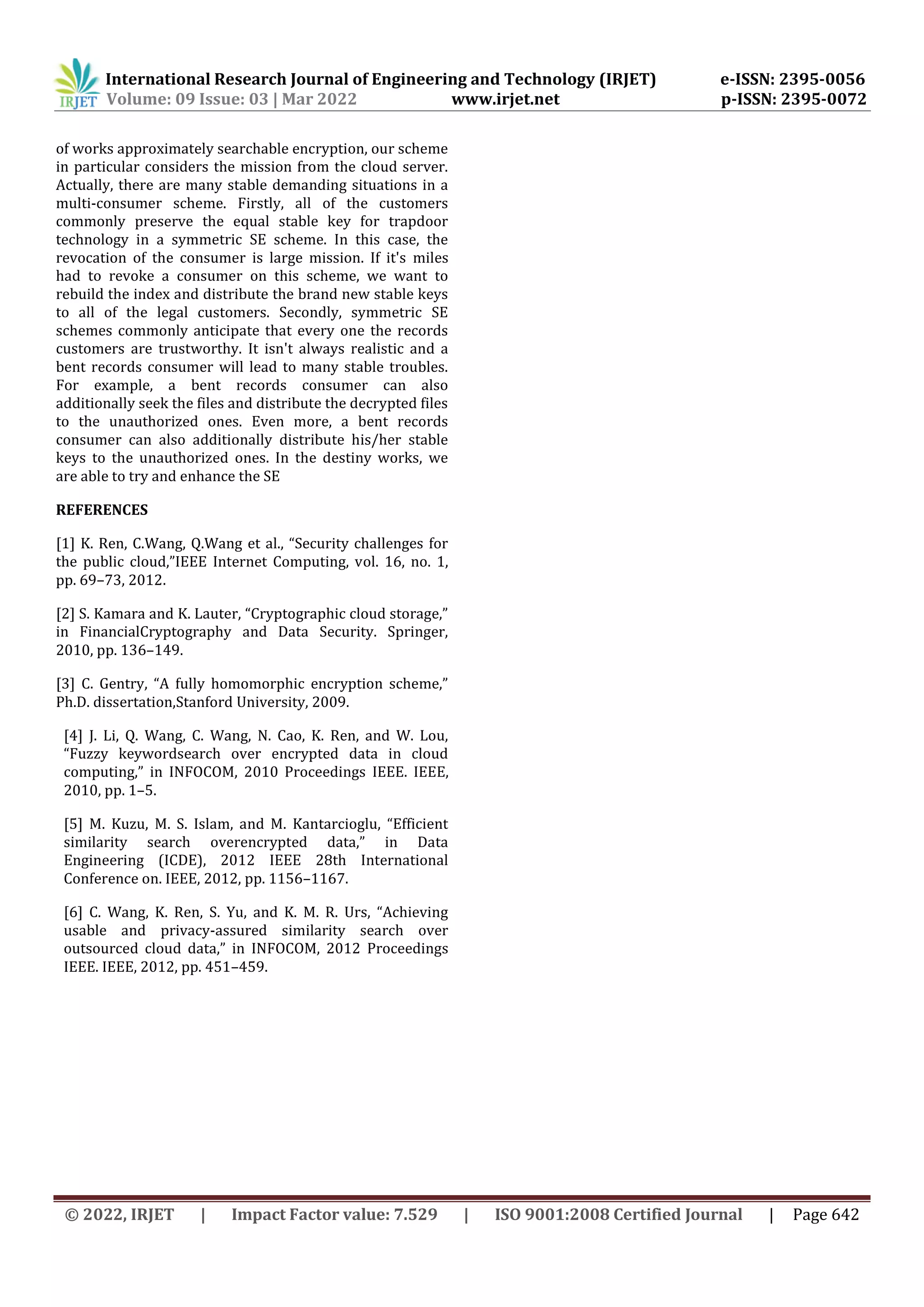 A Secure and Dynamic Multi Keyword Ranked Search over Encrypted Cloud Data | PDF | Free Download