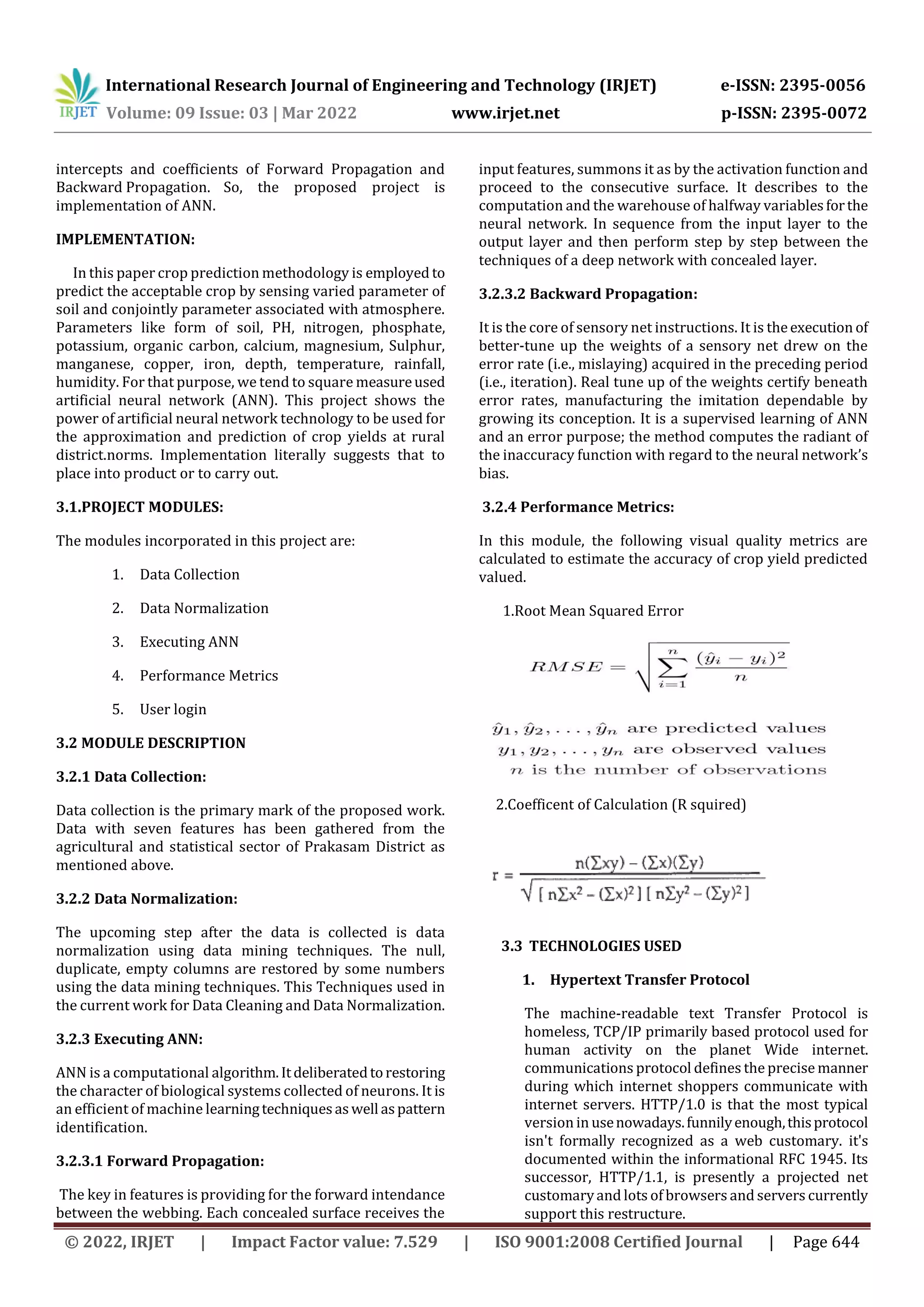 CROP YIELD PREDICTION USING ARTIFICIAL NEURAL NETWORK | PDF