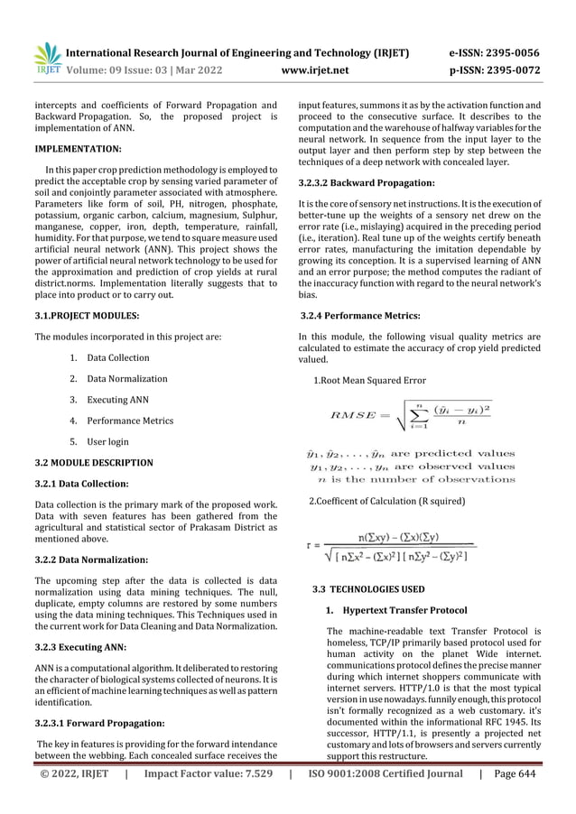 CROP YIELD PREDICTION USING ARTIFICIAL NEURAL NETWORK | PDF