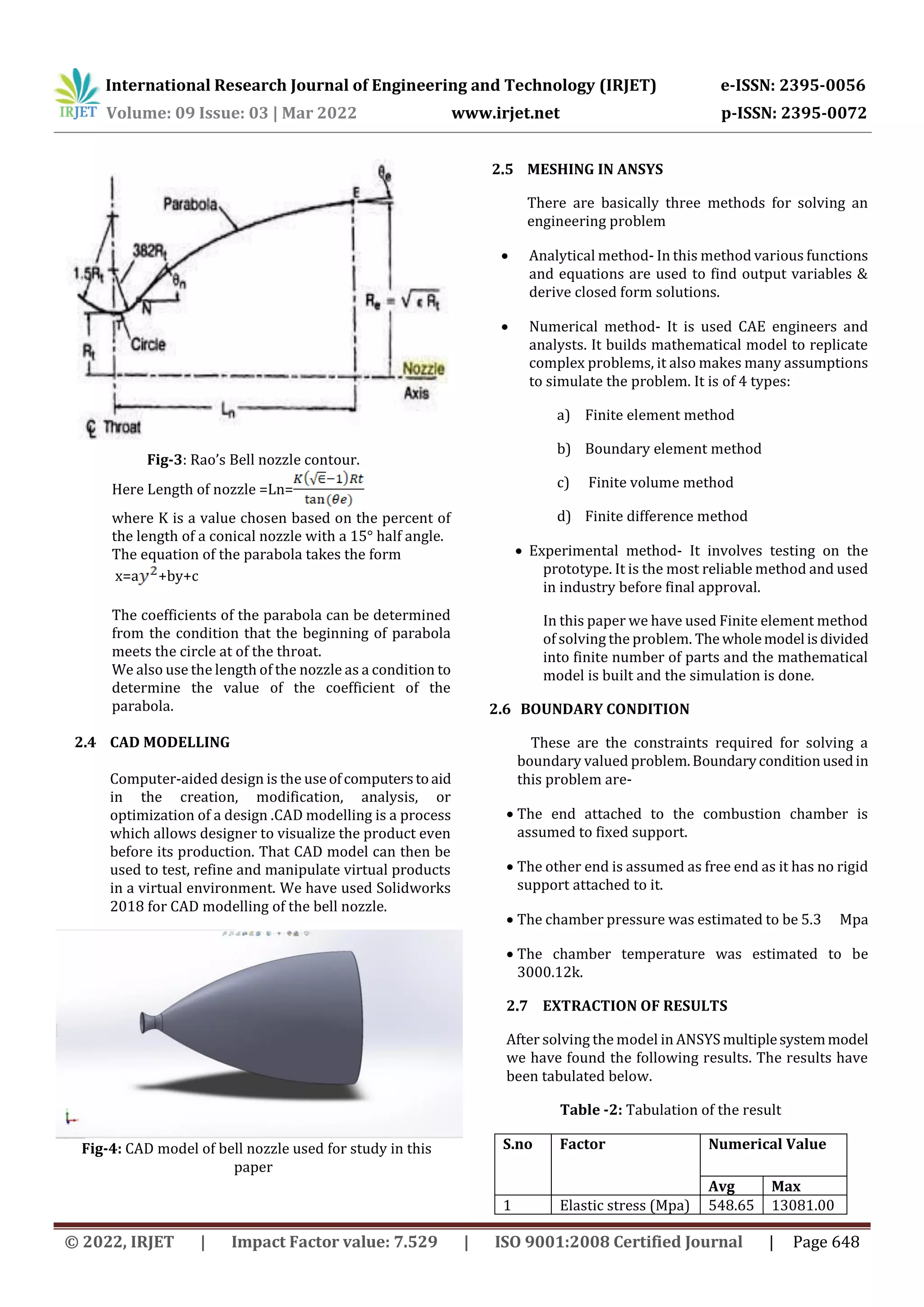 Design and Analysis of a Bell Type Rocket Nozzle | PDF