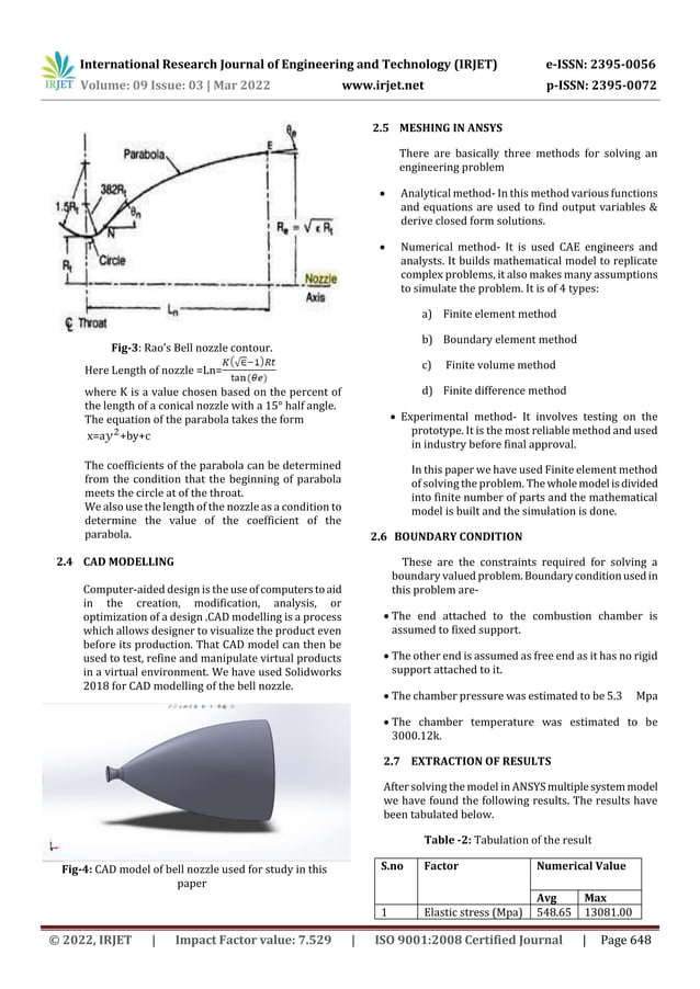 Design and Analysis of a Bell Type Rocket Nozzle | PDF