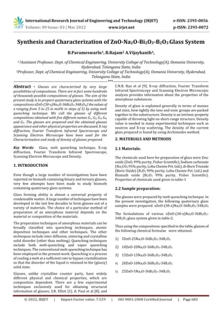 Synthesis and Characterization of ZnO-Na2O-Bi2O3-B2O3 Glass System | PDF