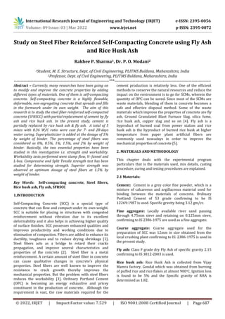 Study on Steel Fiber Reinforced Self-Compacting Concrete using Fly Ash ...
